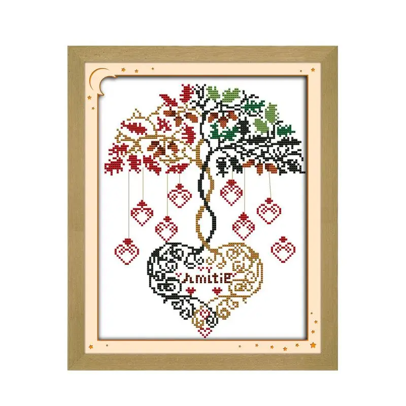 Love-tree-cross-stitch-kit-aida-14ct-11ct-count-printed-canvas-stitches ...