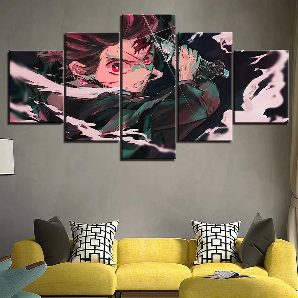 5-Pieces-Wall-Art-Canvas-Painting-Demon-Slayer-Anime-Character-Poster ...