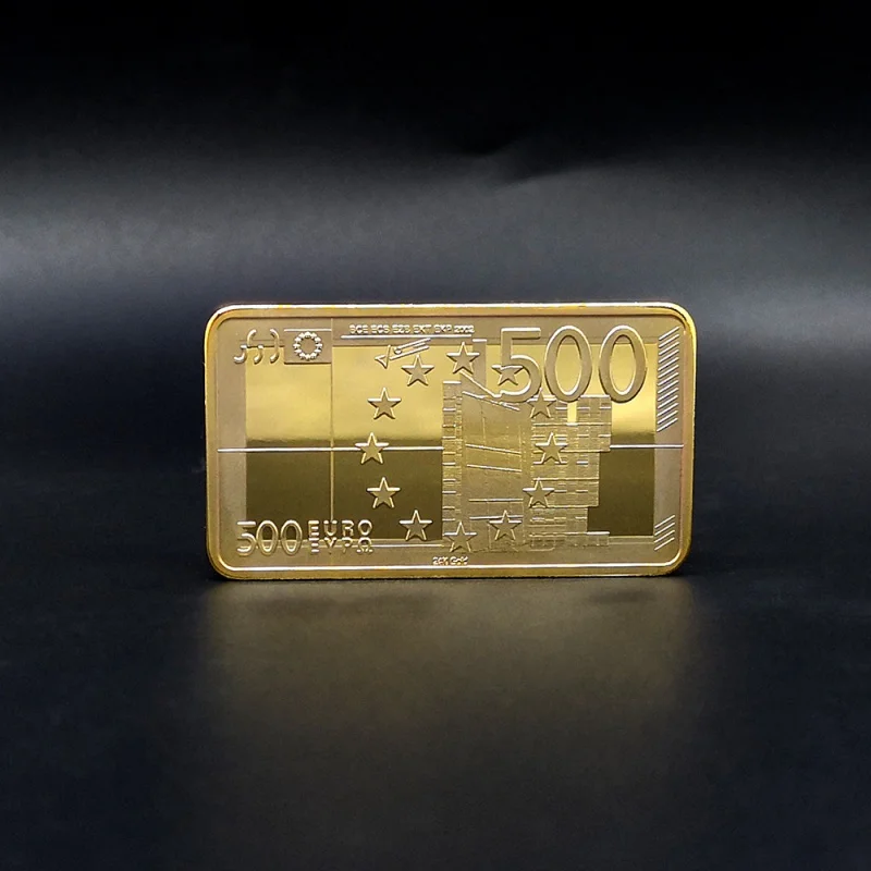 Very Beautiful 500 Euro Gold Banknote Bar 24k 999.9 Gold Plated Metal ...