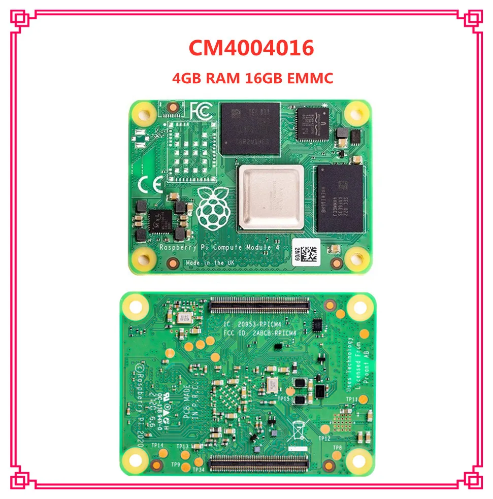 CM4004016 라즈베리 파이 컴퓨터 모듈 4, BCM2711, ARM Cortex A72, 4GB RAM, 16GB EMMC ...