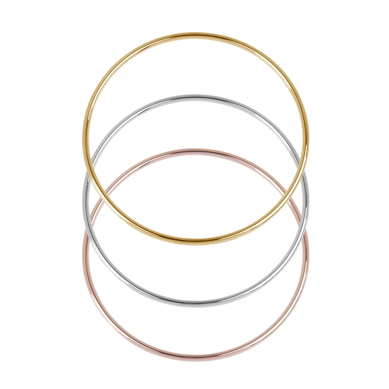 Fashion-Stainless-Steel-Bangles-Bracelets-Rose-Gold-Silver-Color-Round ...
