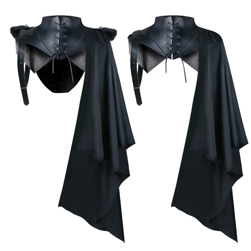 Medieval Armor Black Cloak Single Shoulder Retro Cape Gothic Punk ...