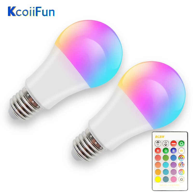 가정용 LED 전구 색상 변경 E27 베이스 LED RGB 장식 램프, 실내 조명, 24 키 원격 제어, 5W, 10 W, 15W, 85 265V|LED 전구 & 튜브 ...