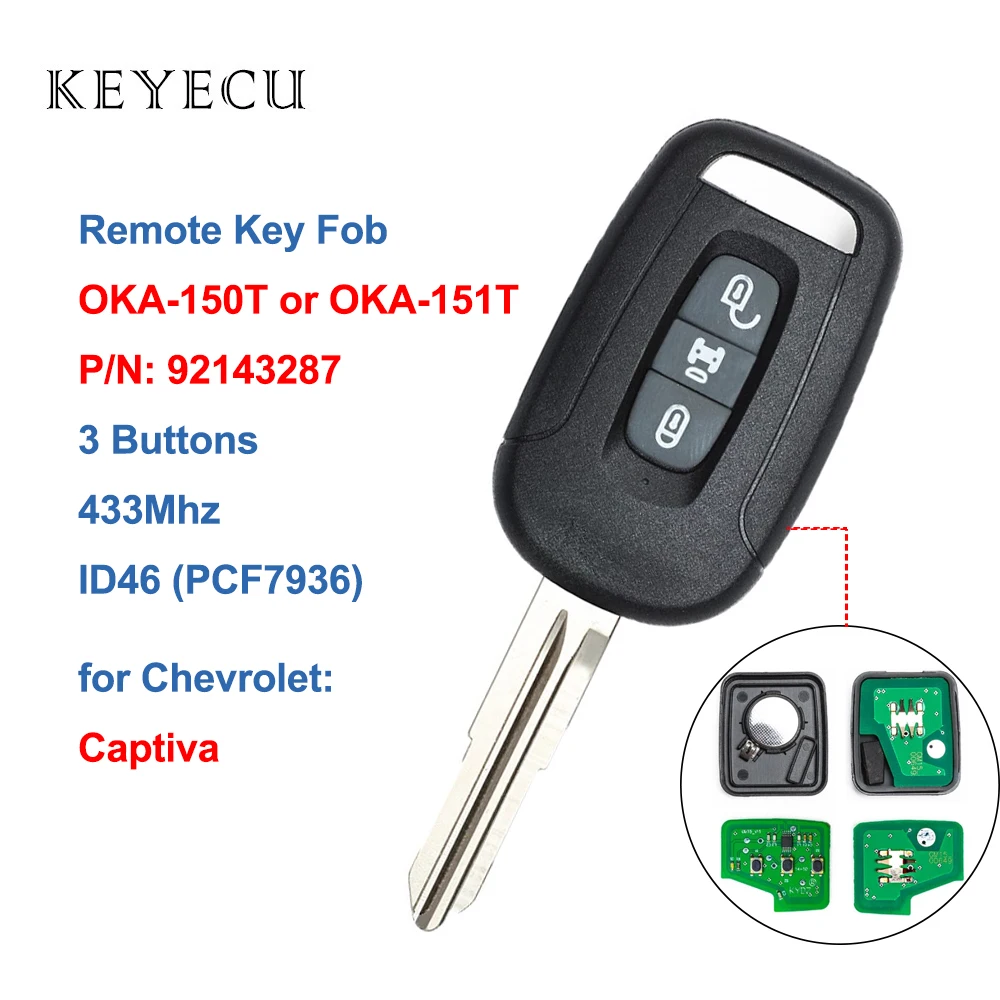 Keyecu-3-Buttons-Remote-Key-fit-for-Chevrolet-Holden-5-7-Captiva-2009 ...