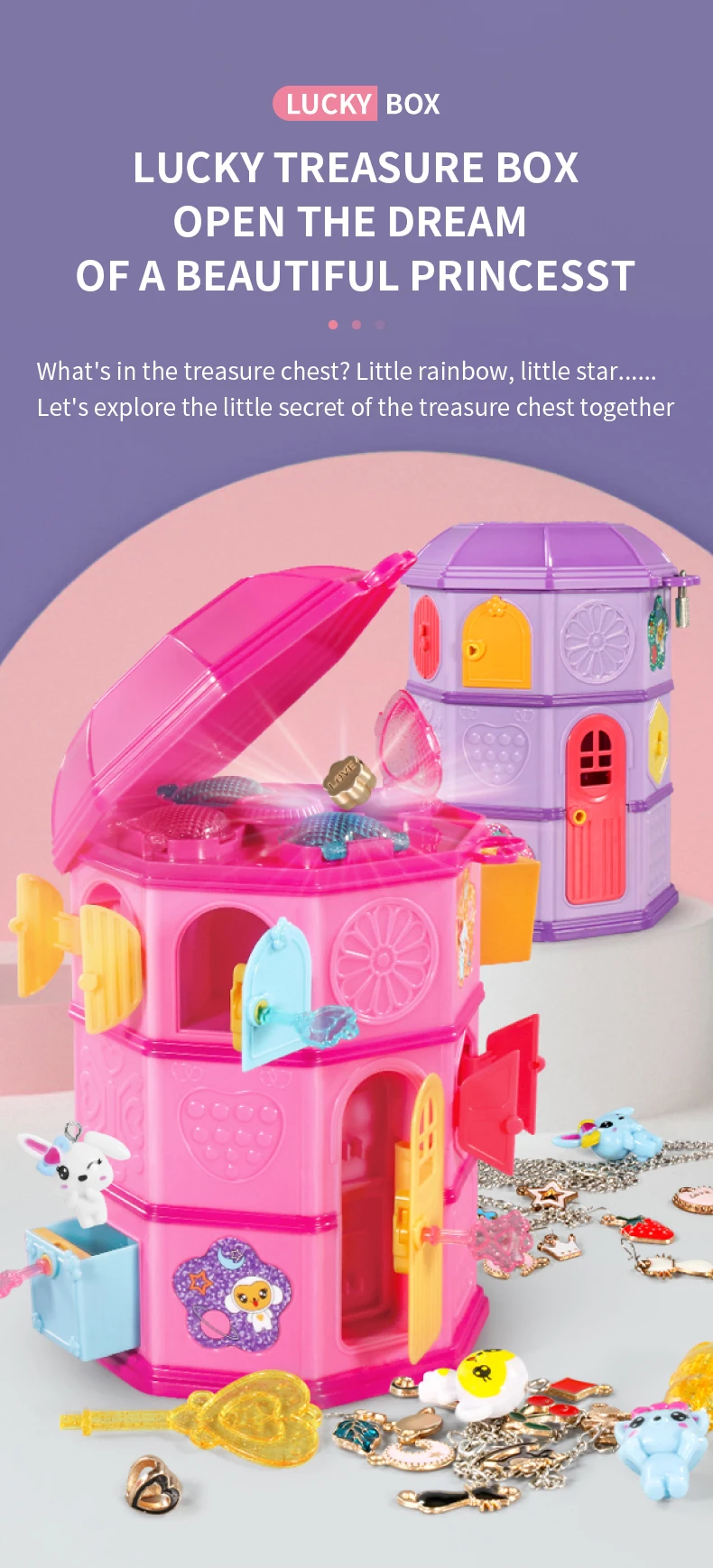 Toy coiffeur,Two-tier box set--Boîte à trésors pour filles, ensemble de ...