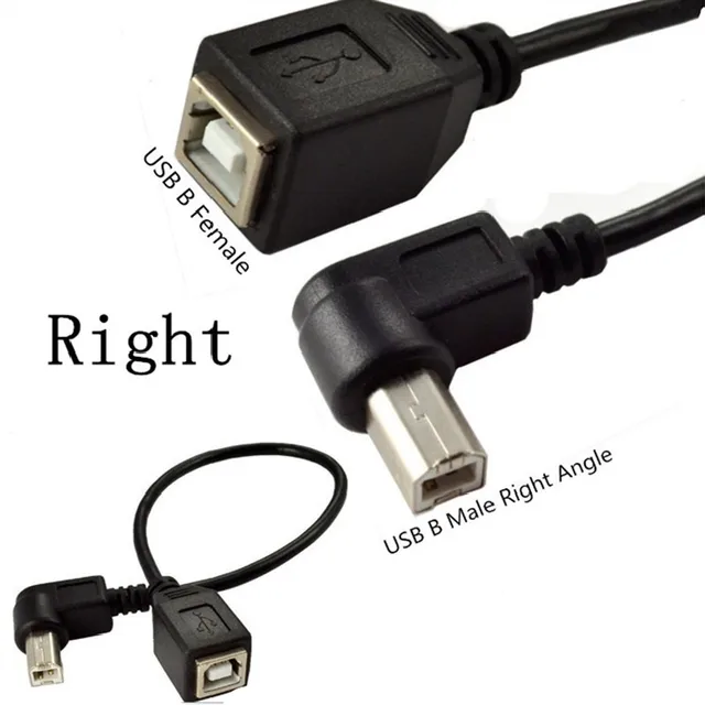 High Speed 25CM M/F USB 2.0 Type B 90 degree Left Right UP Down Angle ...