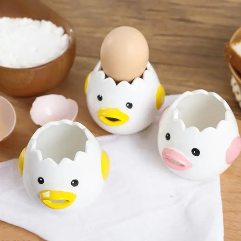 만화 병아리 세라믹 계란 분배기 흰자 달걀 노른자 분리기 크리에이티브 계란 액체 필터 베이킹기구 계란 홀더 주방 도구egg