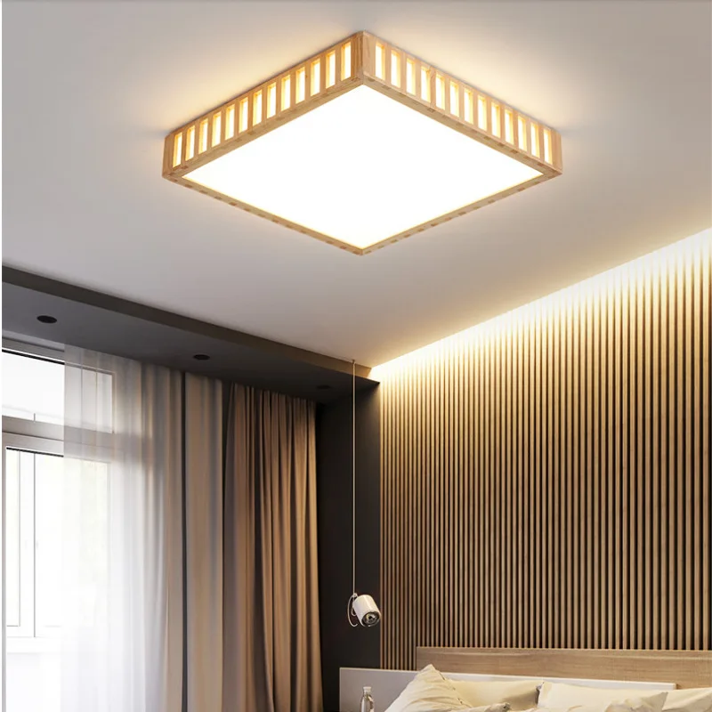 Japanese Style Square Hollow Led Ceiling Lamp Tatami Log Indoor Bed And ...
