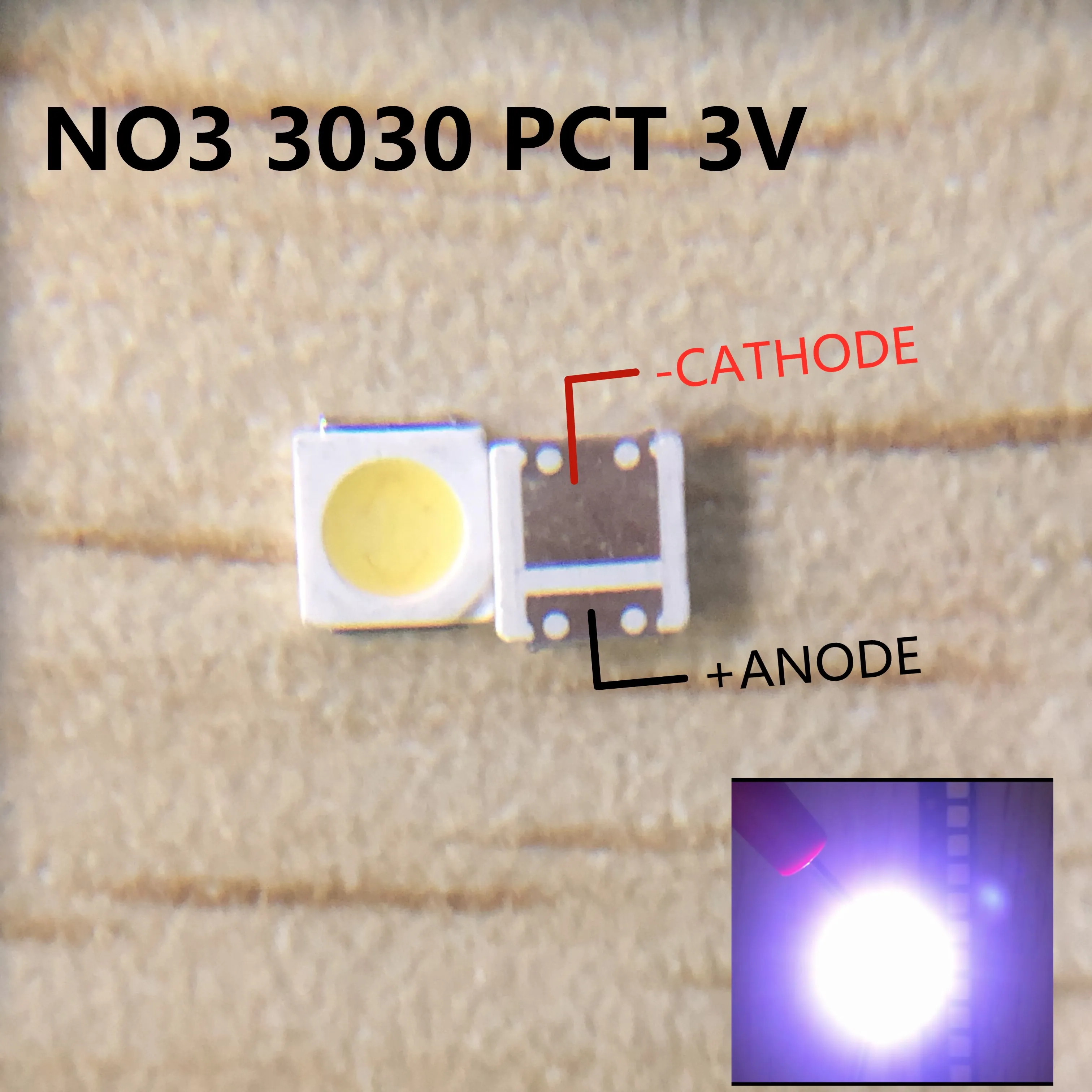 100PCS For lextar LED Backlight 1W 3030 3V Cool white 80 90LM TV ...