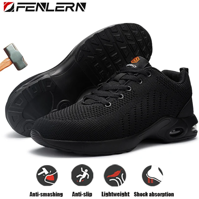 FENLERN Air Cushion Women Work Safety Shoes Men Slip On lightweight ...
