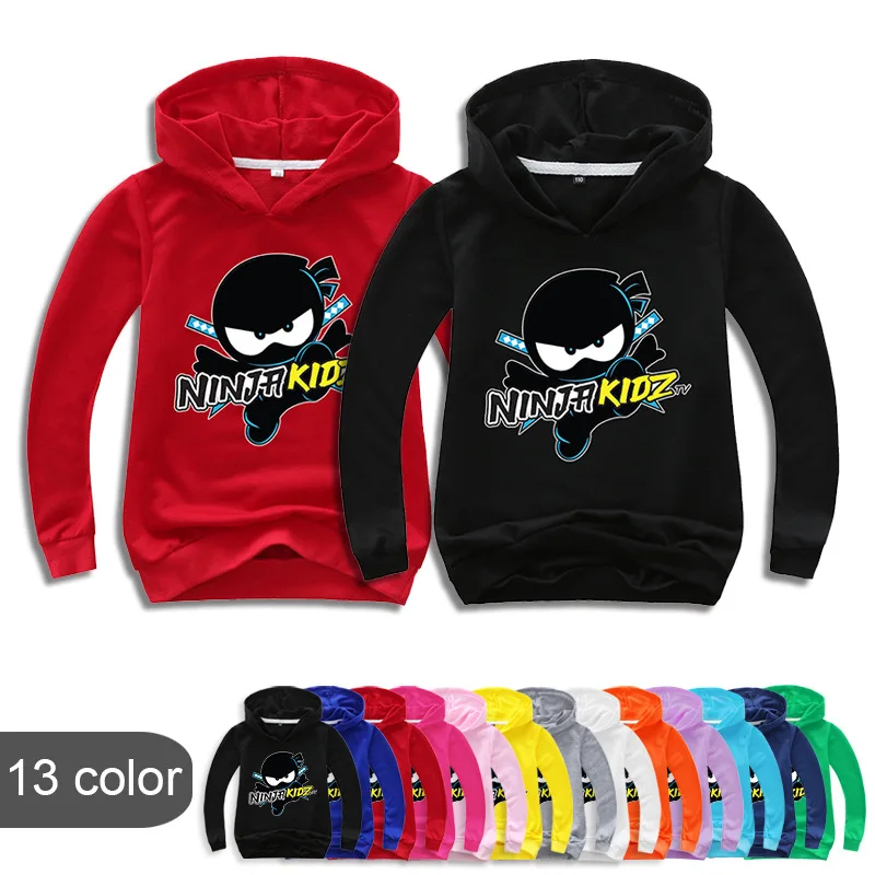 Boys-Hooded-Girls-T-Shirt-NINJA-KIDZ-Kids-Casual-Sweatershirt-Child ...