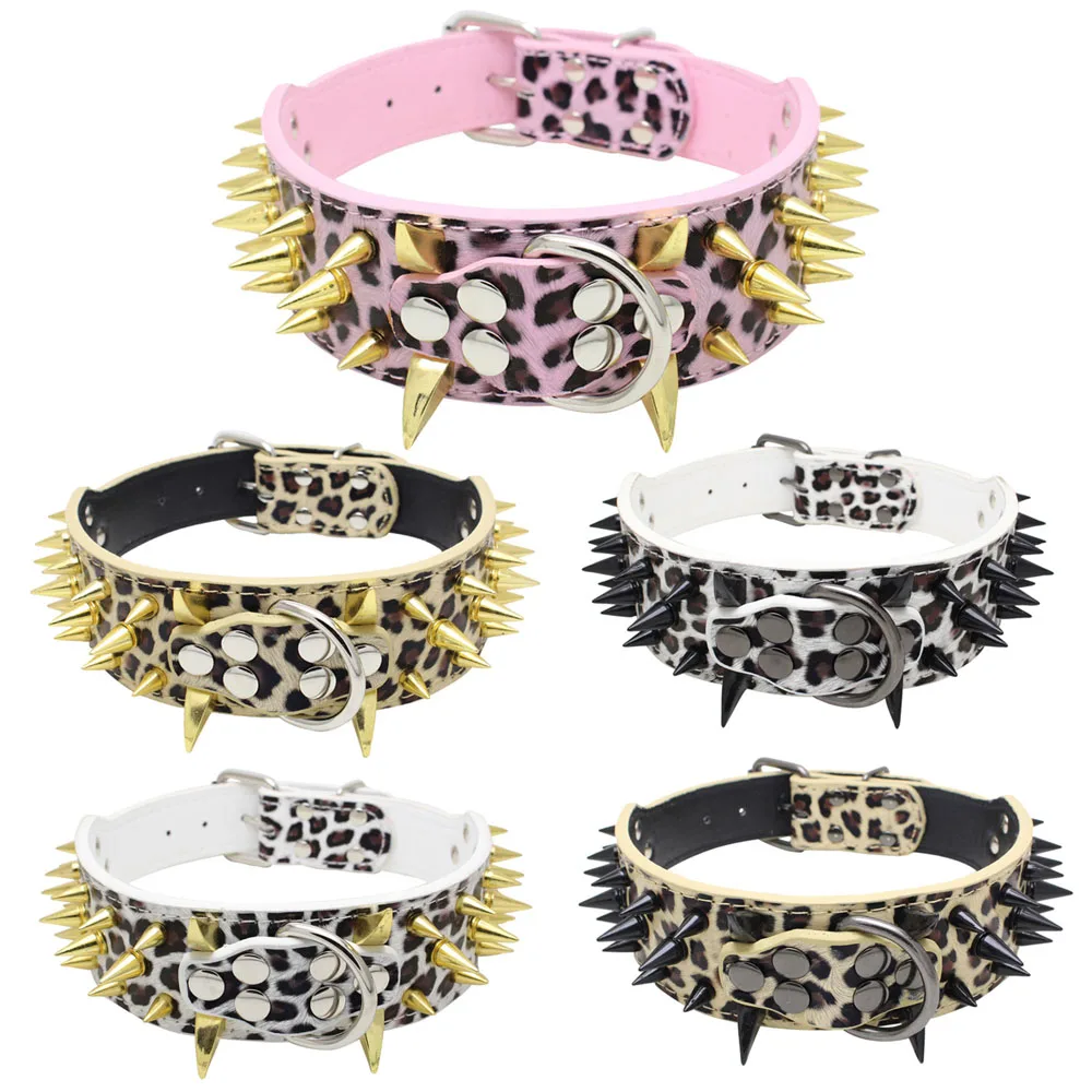 Cool Wide Spiked Collar For Large Dogs Pet Puppy Anti bite Studded ...