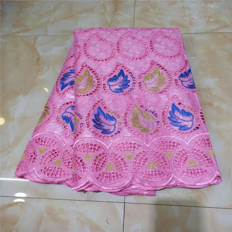 2020 pink latest 100% cotton lace fabric high quality african bazin ...