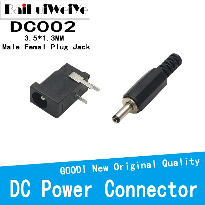 20pcs/lot 10 Pairs Dc002 3.5*1.3mm Male Power Plug Jack Connector Male ...