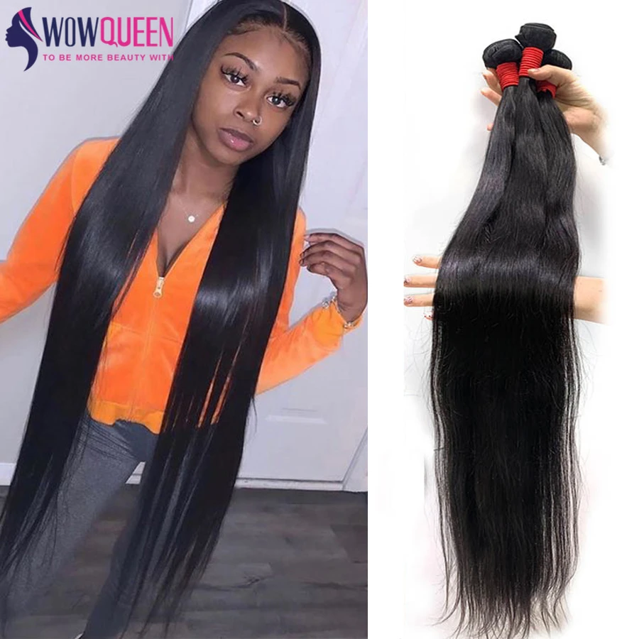 36 38 40 Inch Bone Straight Hair Bundles Wowqueen 100% Human Hair ...