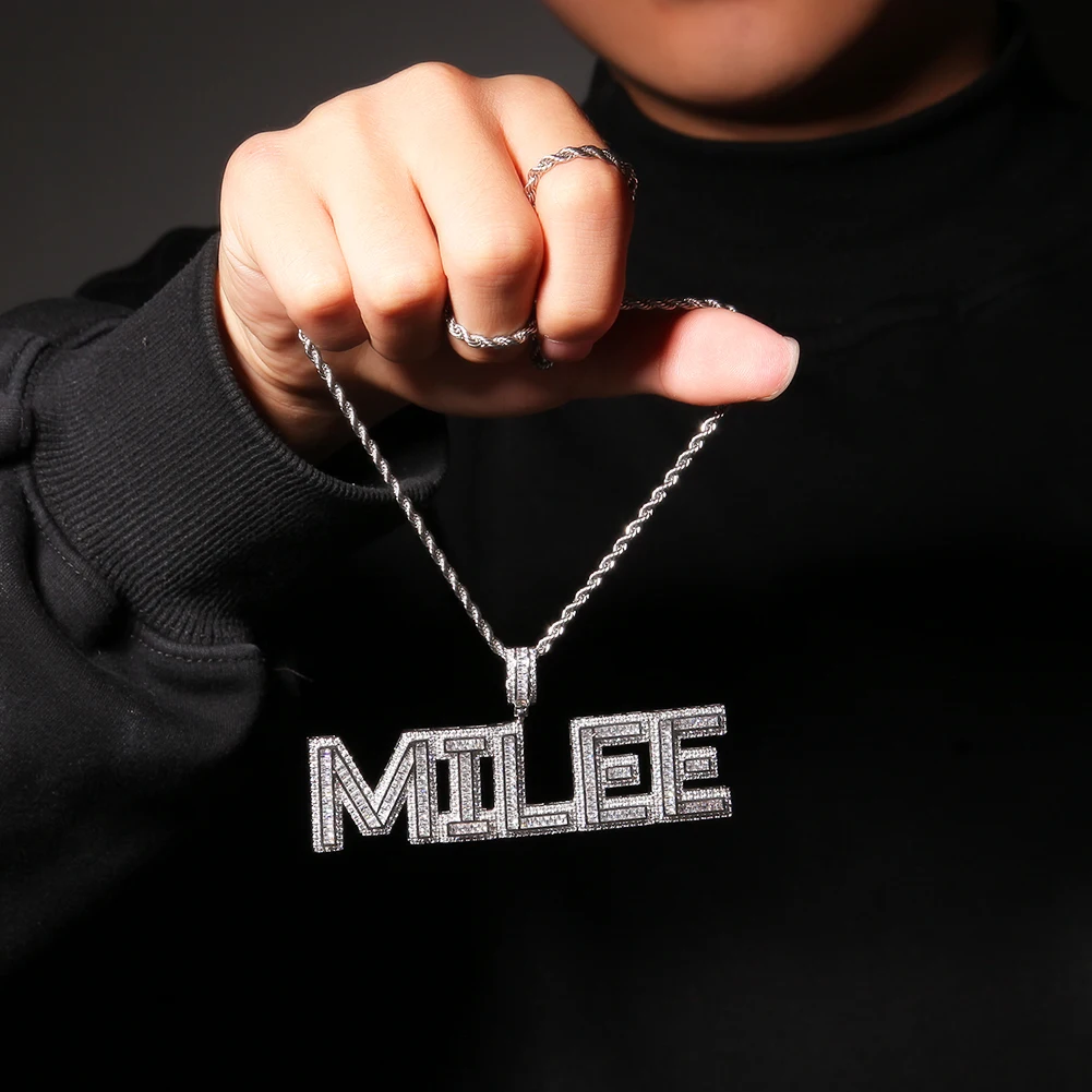 Cz pick nameplate necklace