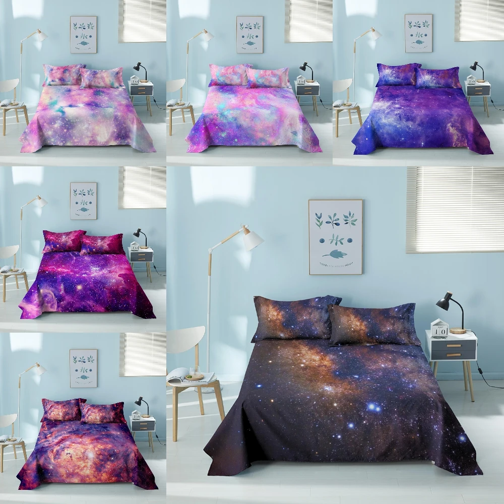 Ensemble de draps de lit en Polyester imprimé 3D, galaxie ciel étoilé ...