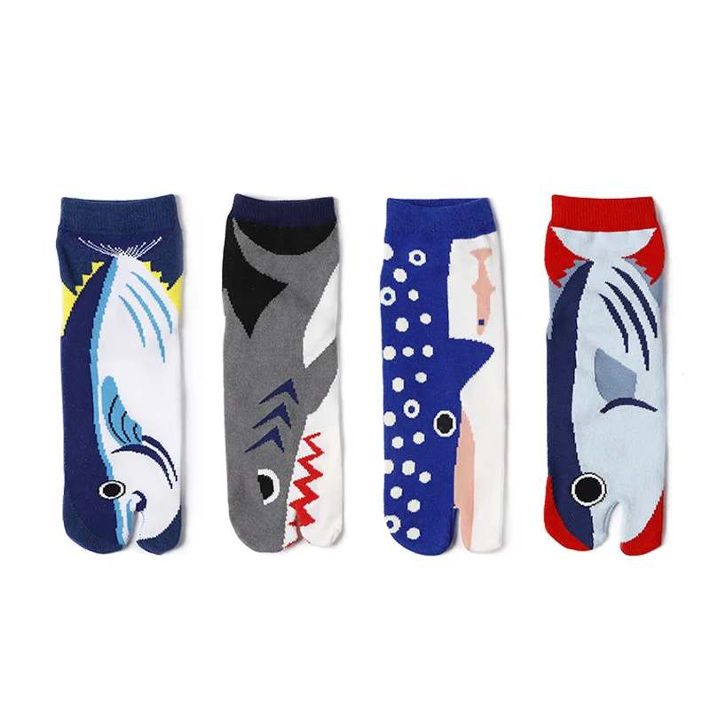 YOOWALK-cartoon-ocean-fish-shark-cotton-two-toe-socks-couple-split-toe ...