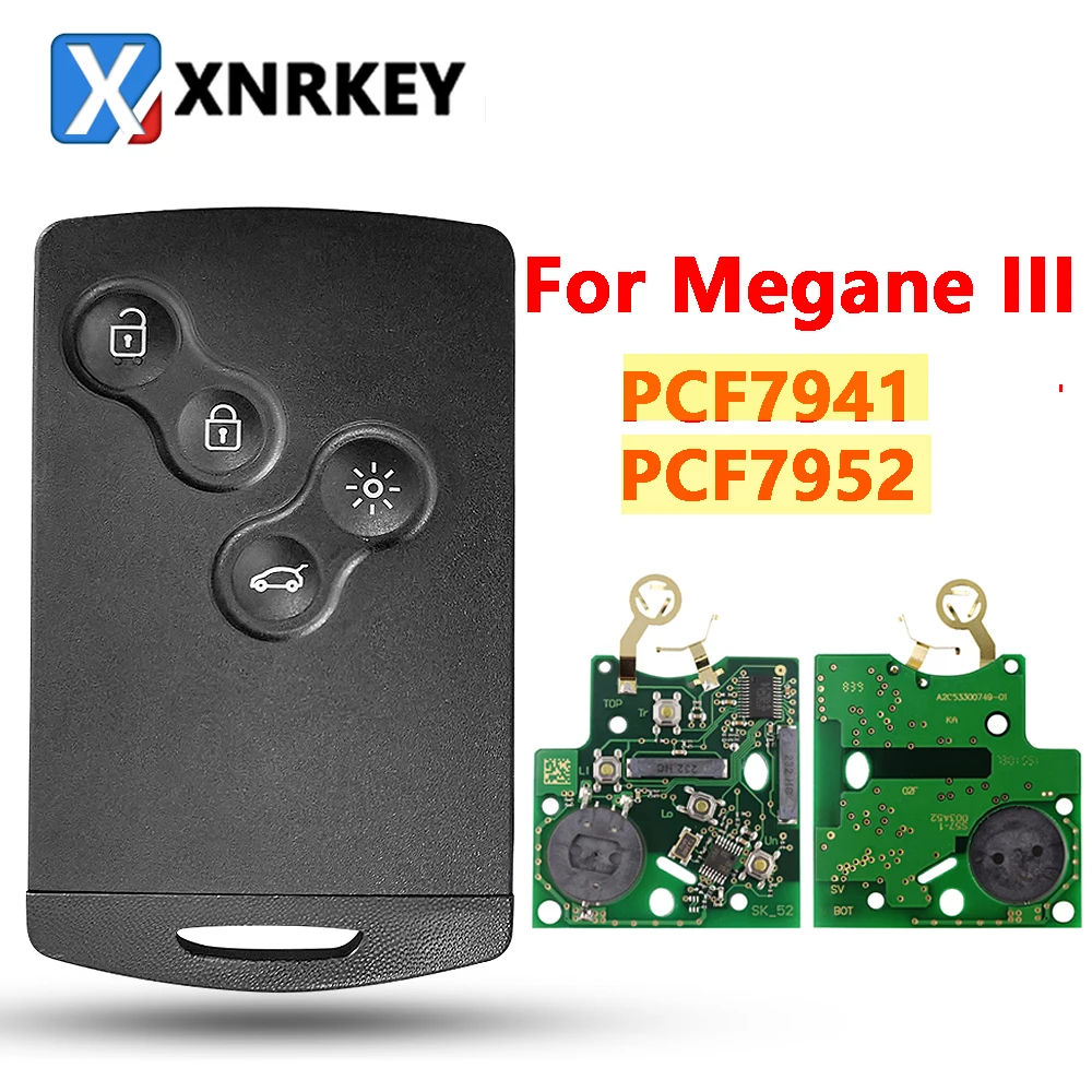 Xnrkey 4 Button Smart Card Remote Key Pcf7941/pcf7952 Chip 433mhz For ...