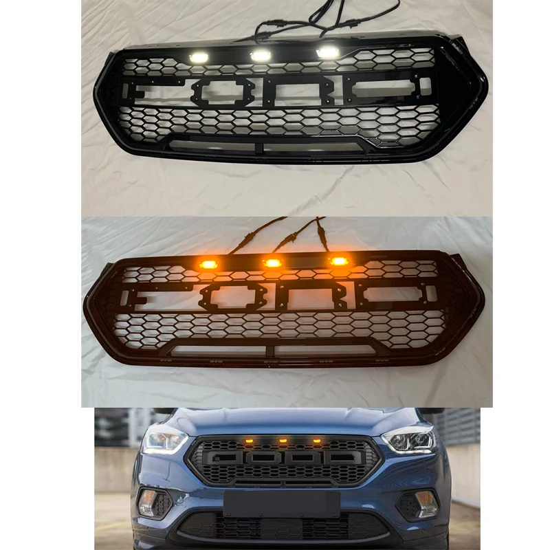 Glossy Black Honeycomb Grille Front Bumper Mask Mesh Amber Led Racing ...