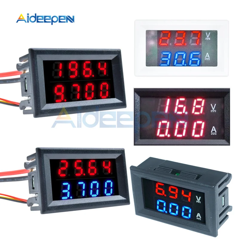 DC 100V 200V 10A 50A 0.28" Mini Digital Voltmeter Ammeter 4 Bit 5 Wires Voltage Current Meter ...