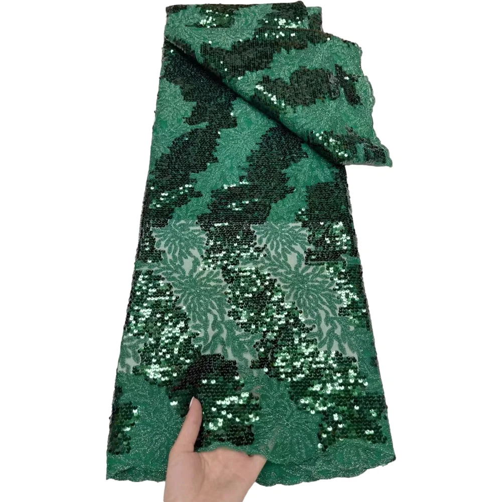 African-French-Tulle-Lace-Green-Sequins-African-Lace-Fabric-2022 ...