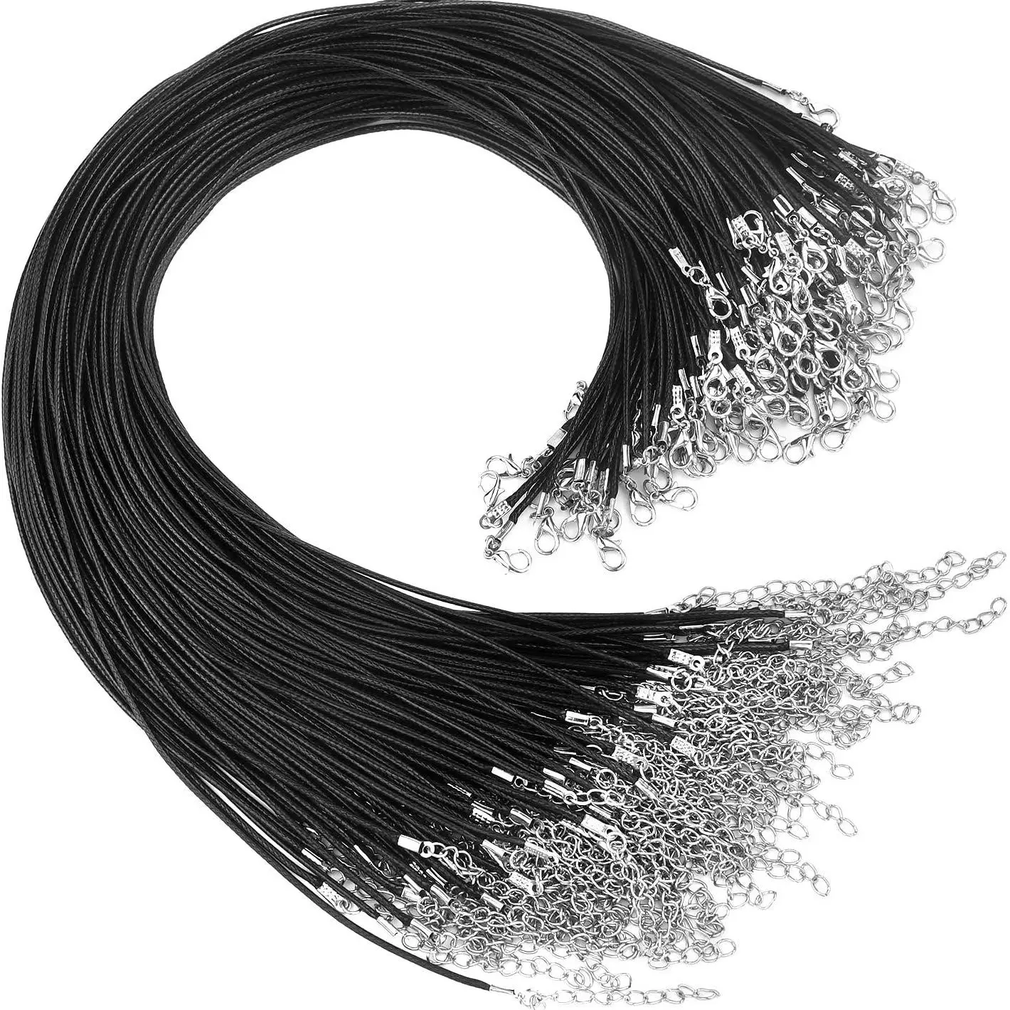 10pcs 45cm Braided Adjustable Black Leather Rope Wax Cord DIY Handmade ...