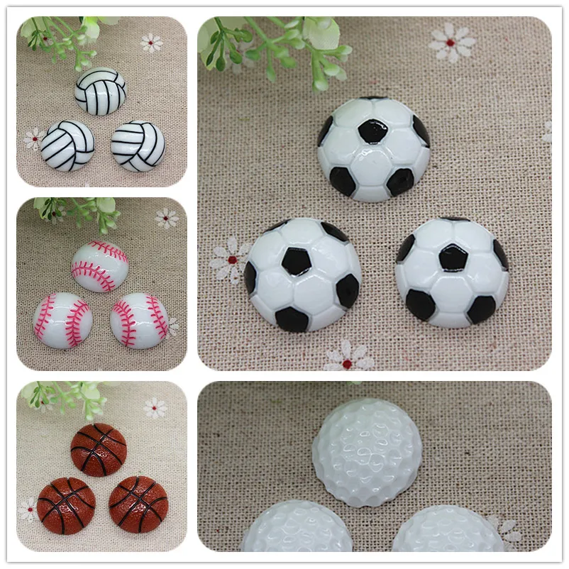 10pcs-Resin-Football-Basketball-Volleyball-Tennis-Sport-Flatback ...