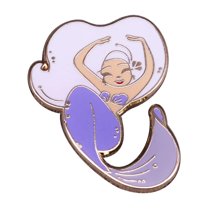 HOSENG Ocean Animals Mermaid Alloy Brooch Blue Elegant Dress Lapel ...