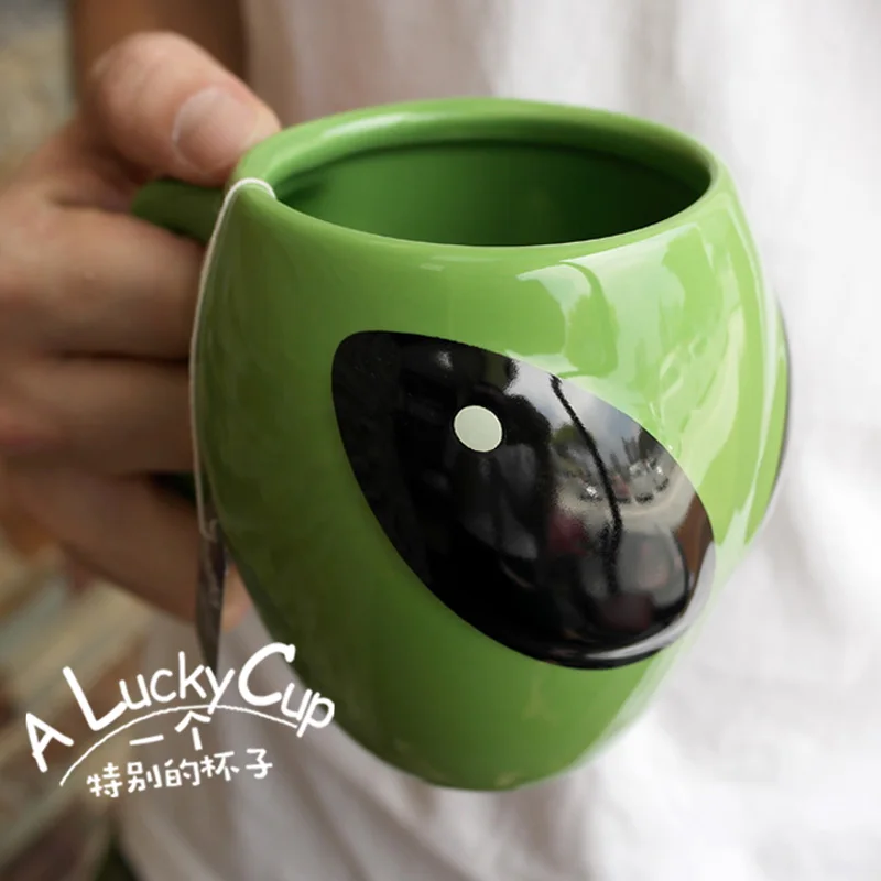 Creative Anime Alien Coffee Mug Green Alien Ceramic Mug Personality ...