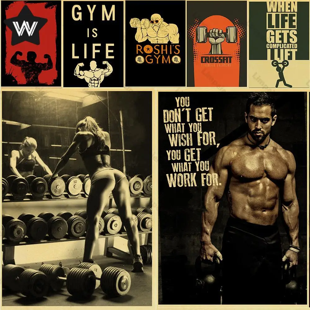 Gym Metal Tin Sign Bodybuilding Wall Sticker Metal Plate Strong Man And ...