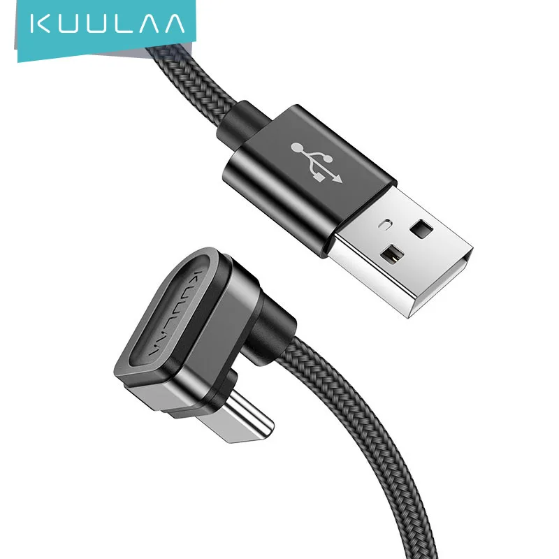 KUULAA Cable USB tipo C para teléfono móvil, cargador de carga rápida de 180 grados para Xiaomi ...