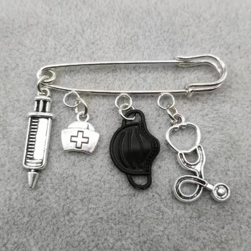 BROCHE,Golden-2-blue-3--Broche à la mode pour médecin, outil médical ...