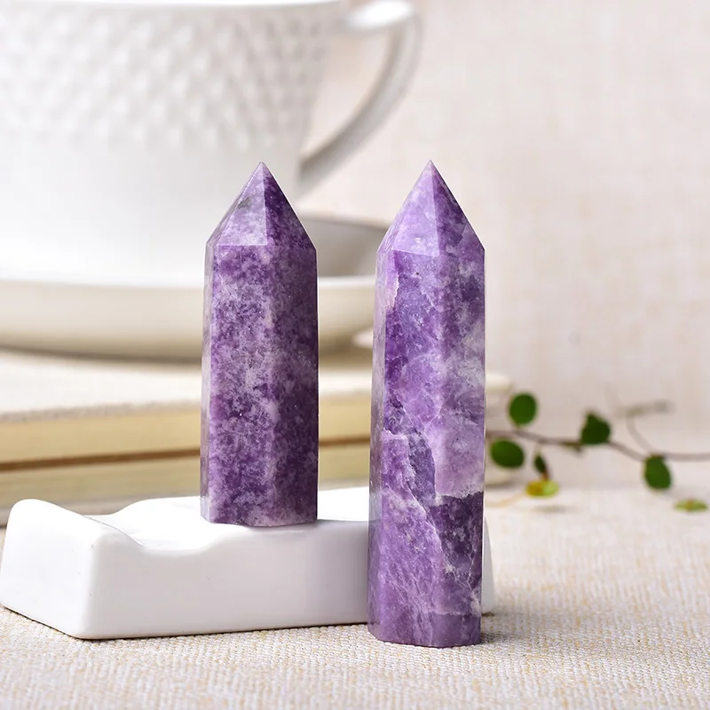 1pc Natural Crystal Point Lapidolite Healing Obelisk Purple Quartz ...