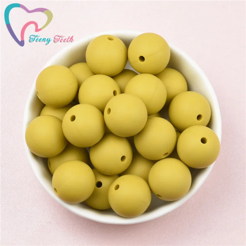 10 Pcs Mustard Yellow Round 9-19mm Silicone Ball Beads Teething ...