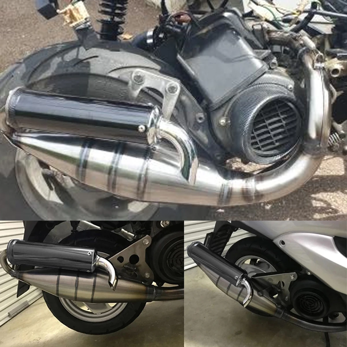 Motorcycle Stainless Steel Exhaust System Escape Moto Scooter Front ...