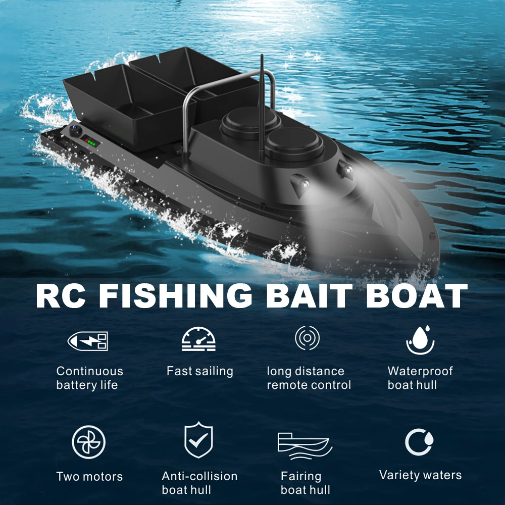 Barco de Control remoto D11 con dos motores, bote de cebo de 1,5 kg ...
