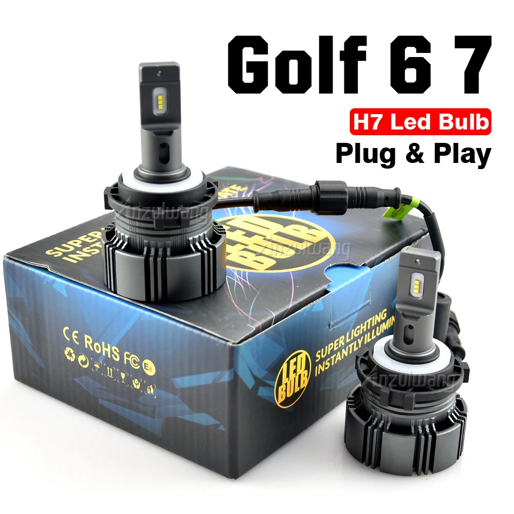 Anzulwang H7 Led 헤드 라이트 터보 12V 50W 10000Lm 전구 높은 낮은 빔 램프 6000K 안개 조명 폭스 ...