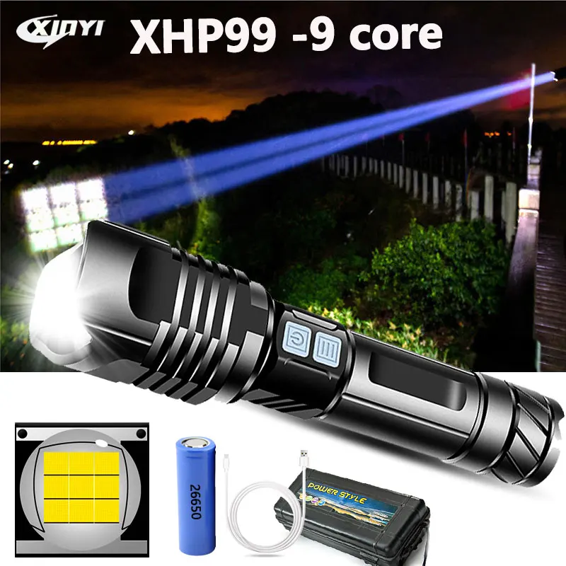Most-Powerful-XHP99-9core-LED-Flashlight-Tactical-waterproof-Torch ...