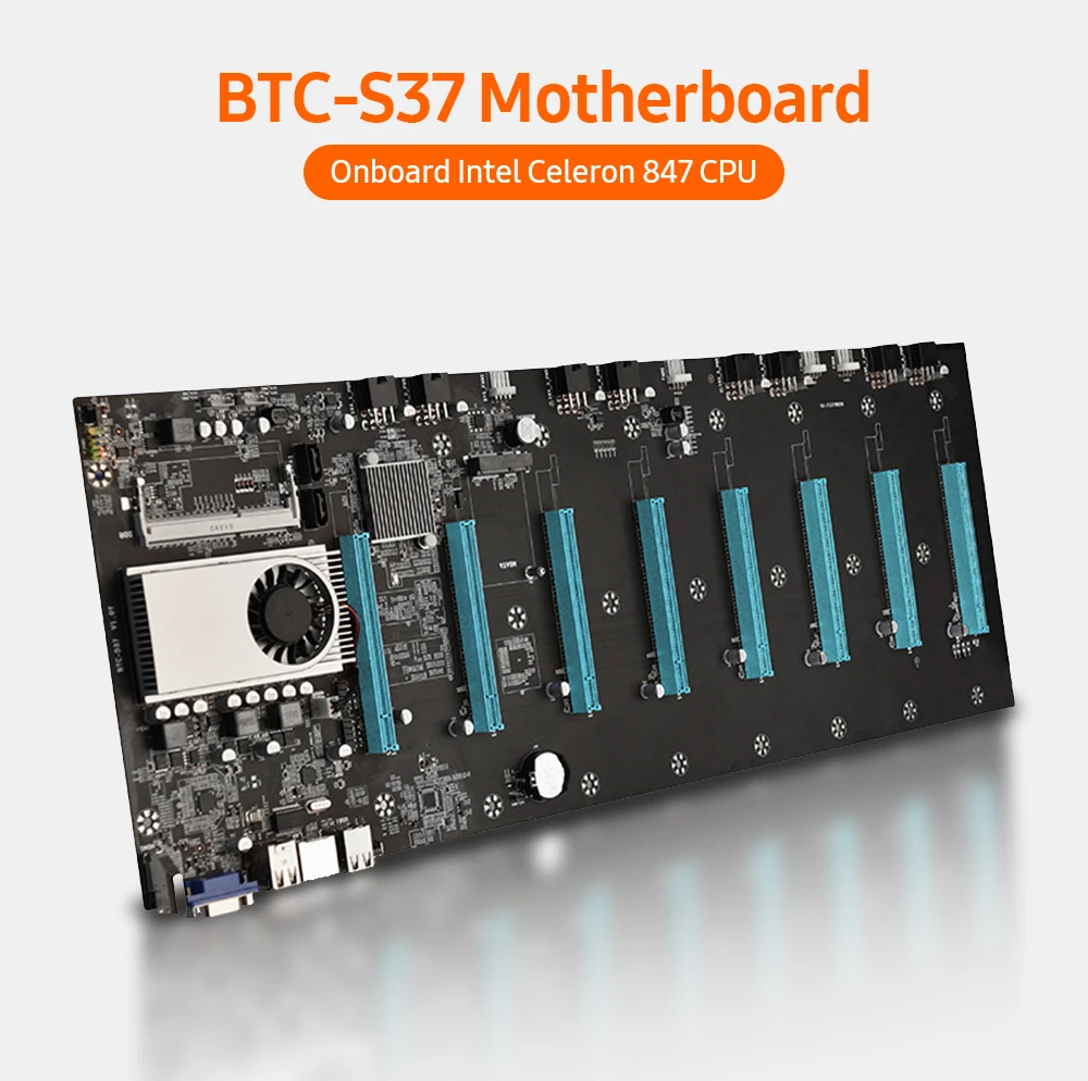BTC S37เมนบอร์ดออนบอร์ด Intel Celeron 847 CPU 8 PCI E 16X สล็อต Gigabit ...