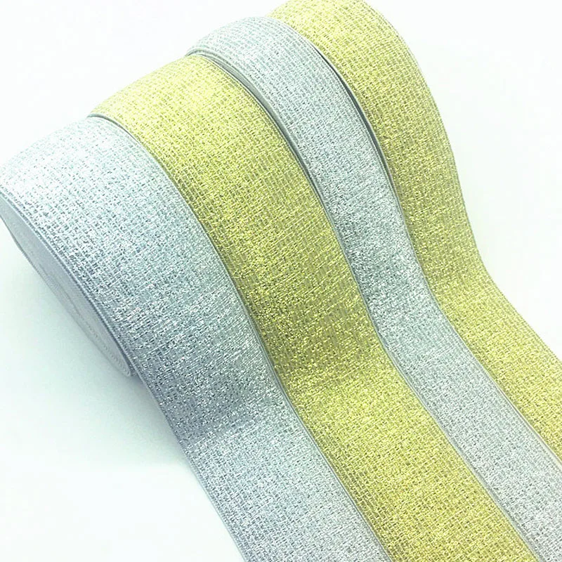 Gold Silver Glitter Transparent Elastic Bands Webbing DIY Pants Belt ...