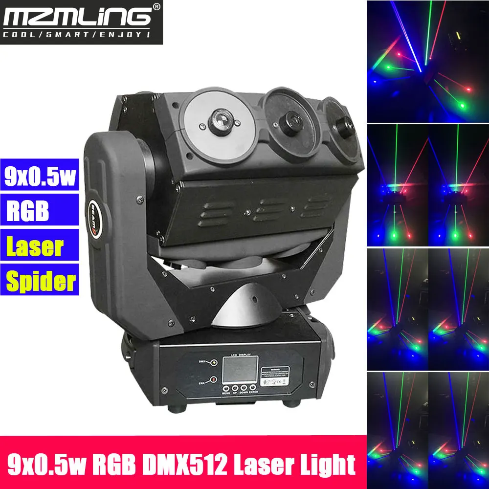 9x0.5w Rgb Led Laser Light Dmx512 Spider Light Moving Head Light Dj ...