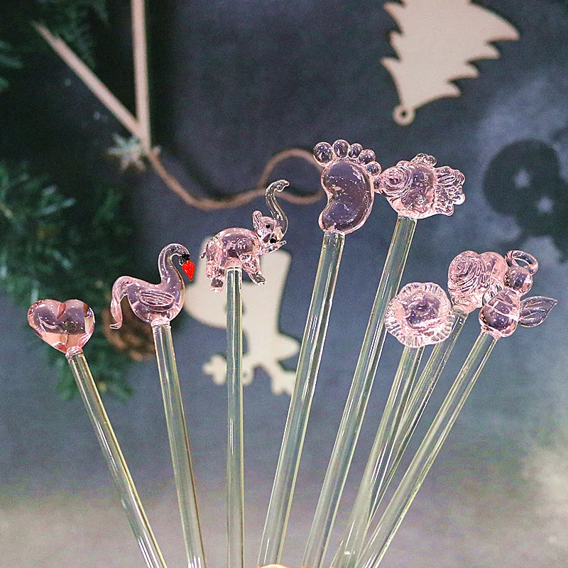 Creative-Glass-Stirring-Rod-Round-Top-Stir-Stick-Shiny-Pink-Glass-Heart ...
