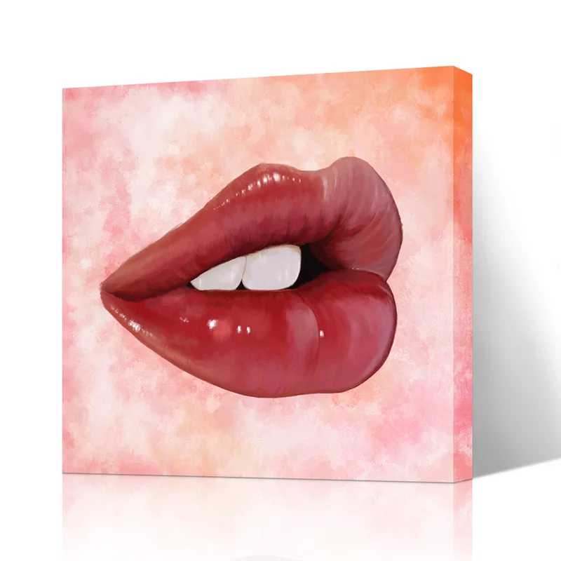 Figure Canvas Painting Sexy Red Lips Wall Art Poster 1 Piece Abstract ...