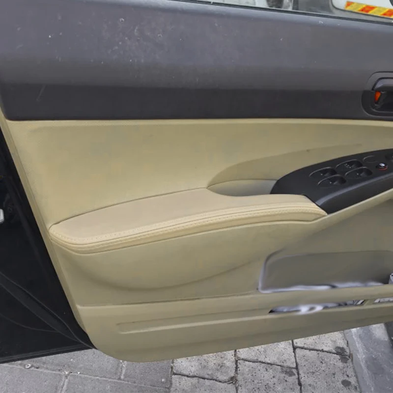 Beige-farbe-Weiche-Leder-T-r-Armlehne-Abdeckung-F-r-Honda-Civic-8th-Gen ...