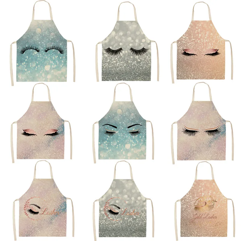 Colorful Eyelash Printed Kitchen Apron Cartoon Parent-child Sleeveless ...