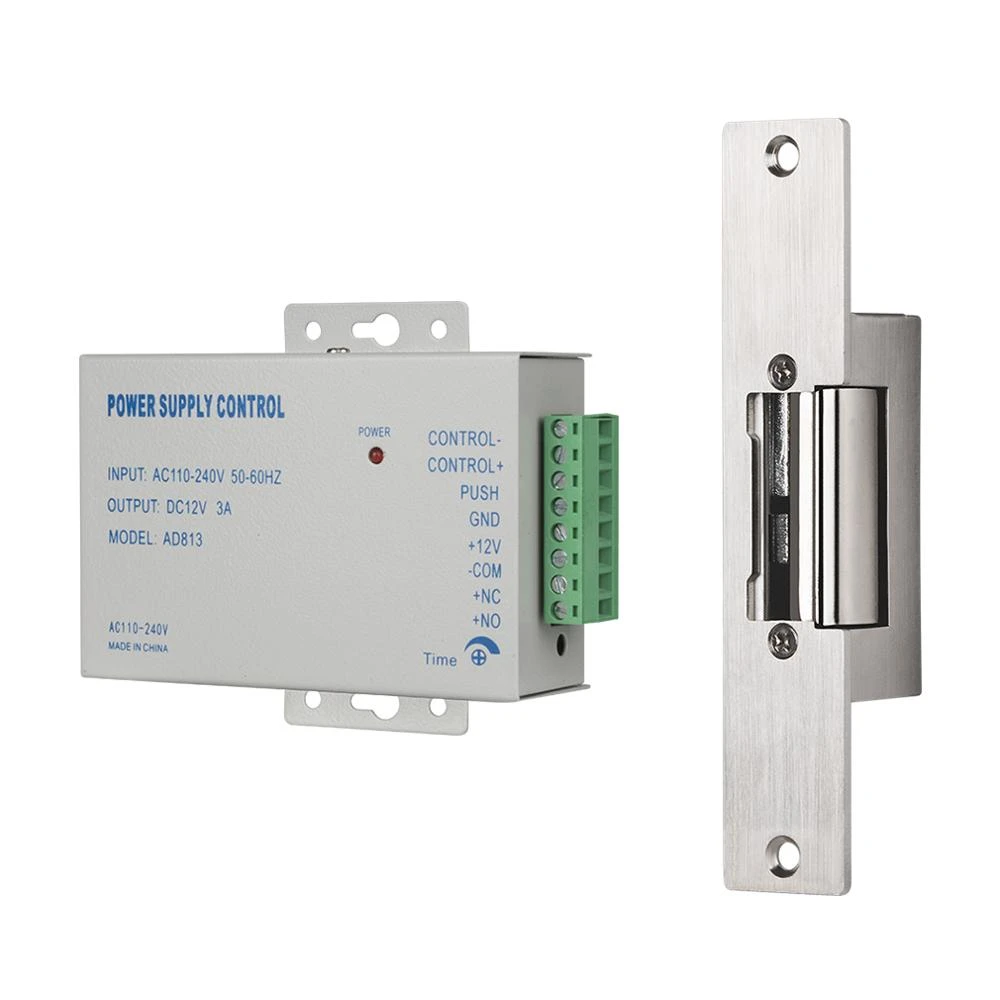 Tmezon Electric Strike Lock Narrow Type Electric Door Lock With Power ...