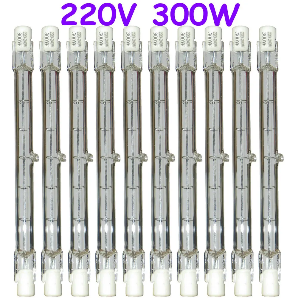 10PK-HALOGEN-LIGHT-BULB-220-240V-300W-300-WATT-J-TYPE-T3-118mm-R7s ...