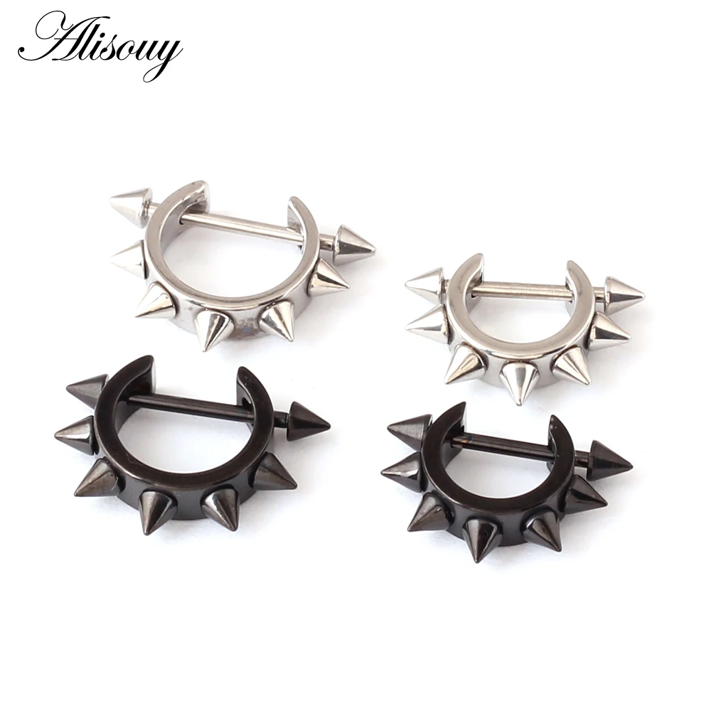 2pcs-D-shaped-Punk-Rock-Men-women-Taper-Spike-Rivet-Ear-Hoop-Pierced ...