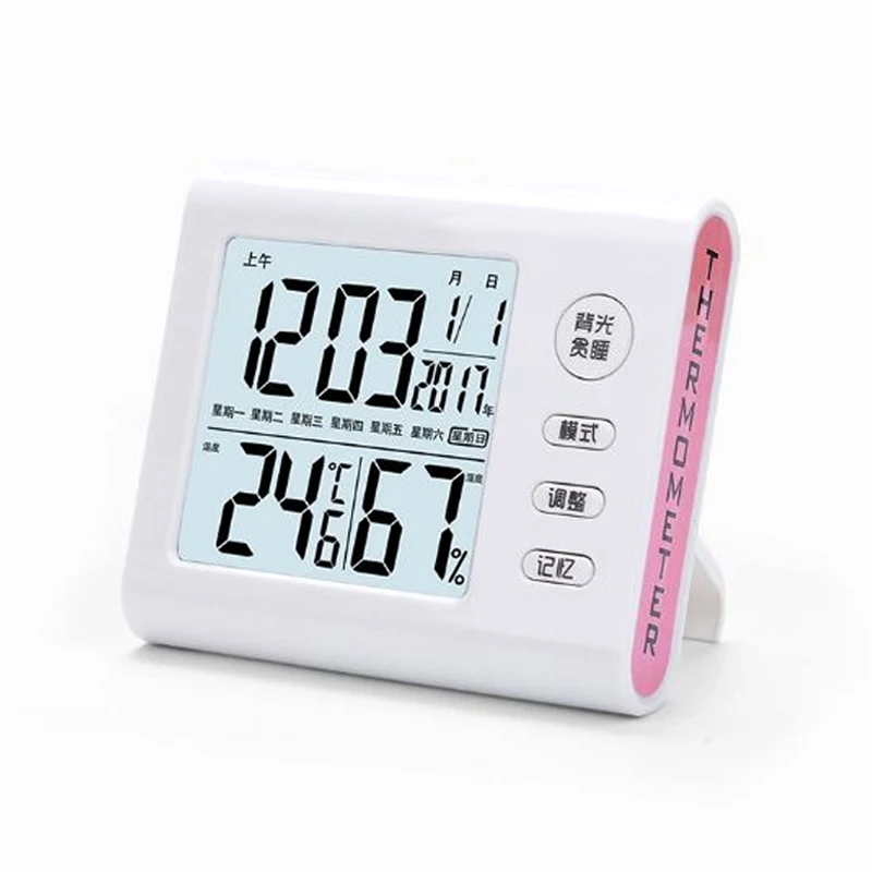 Lcd Digital Alarm Clock With Temperature Date Electronic Humidity ...